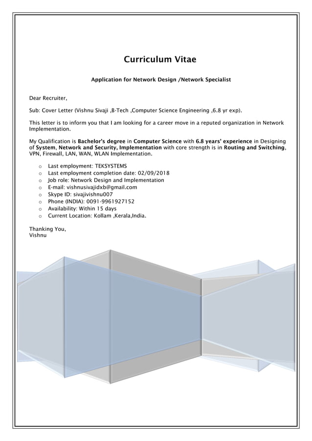 Network implementation engineer vishnu klm | PDF