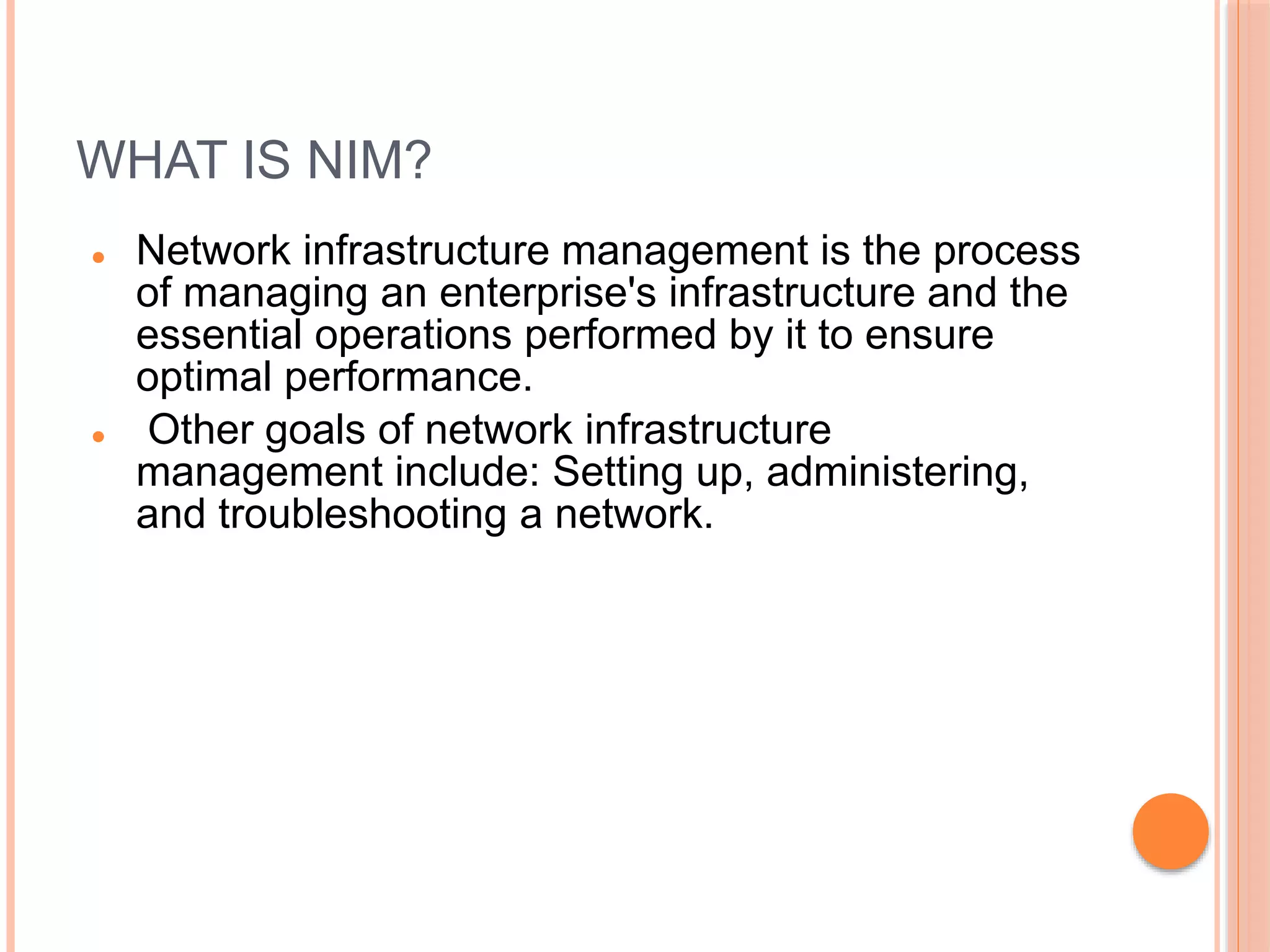 NETWORK INFRASTRUCTURE MANAGEMENT-mod1_1.pptx | Computer Networking | Computing