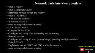 Network basic interview questions. | PPTX