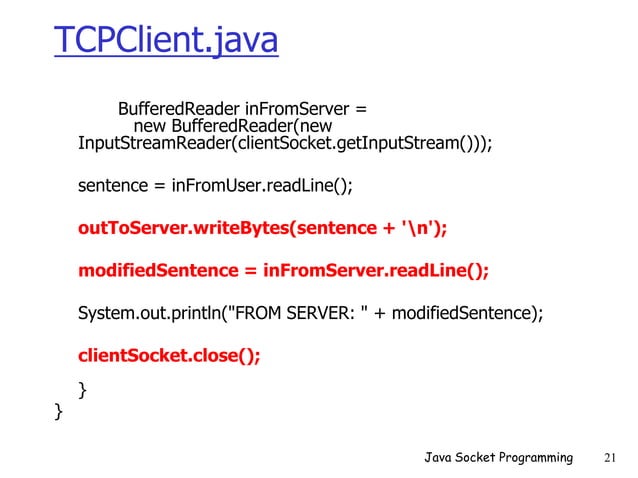 Networking.ppt(client/server, socket) uses in program | PPT