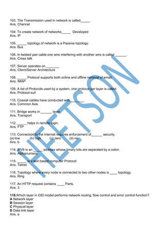 Computer Networking MCQ (Network Topology Question) | PDF