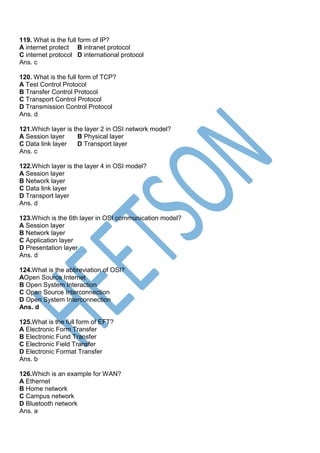 Computer Networking MCQ (Network Topology Question) | PDF