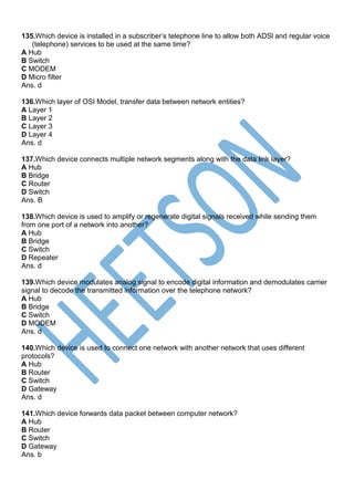 Computer Networking MCQ (Network Topology Question) | PDF
