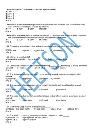 Computer Networking MCQ (Network Topology Question) | PDF