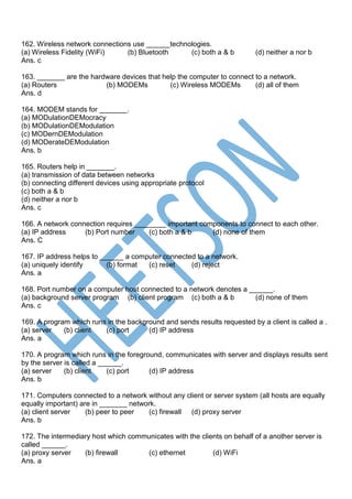 Computer Networking MCQ (Network Topology Question) | PDF | Computer Networking | Computing