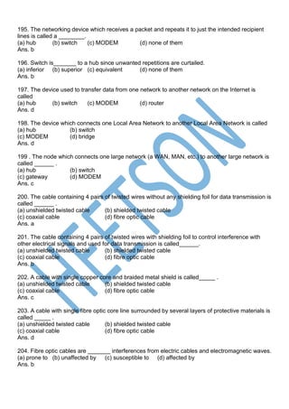 Computer Networking MCQ (Network Topology Question) | PDF