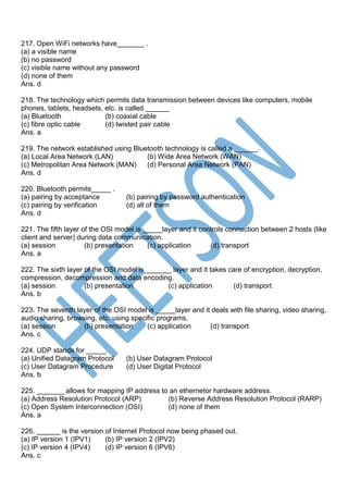 Computer Networking MCQ (Network Topology Question) | PDF