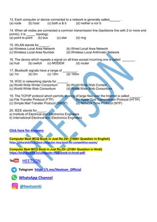 Computer Networking MCQ (Network Topology Question) | PDF
