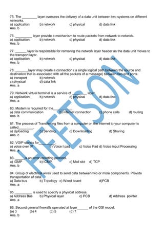 Computer Networking MCQ (Network Topology Question) | PDF