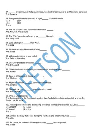 Computer Networking MCQ (Network Topology Question) | PDF