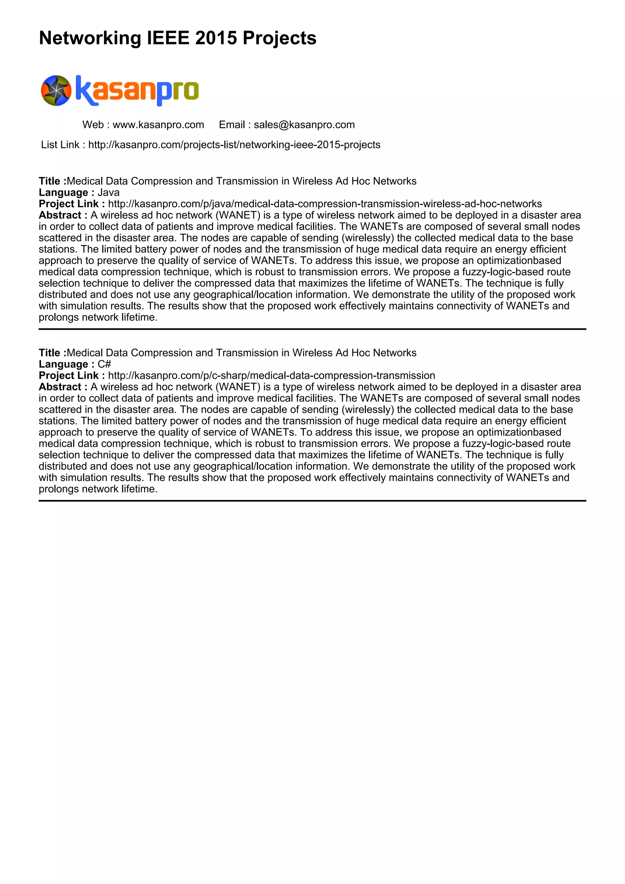 Networking IEEE 2015 Projects | PDF