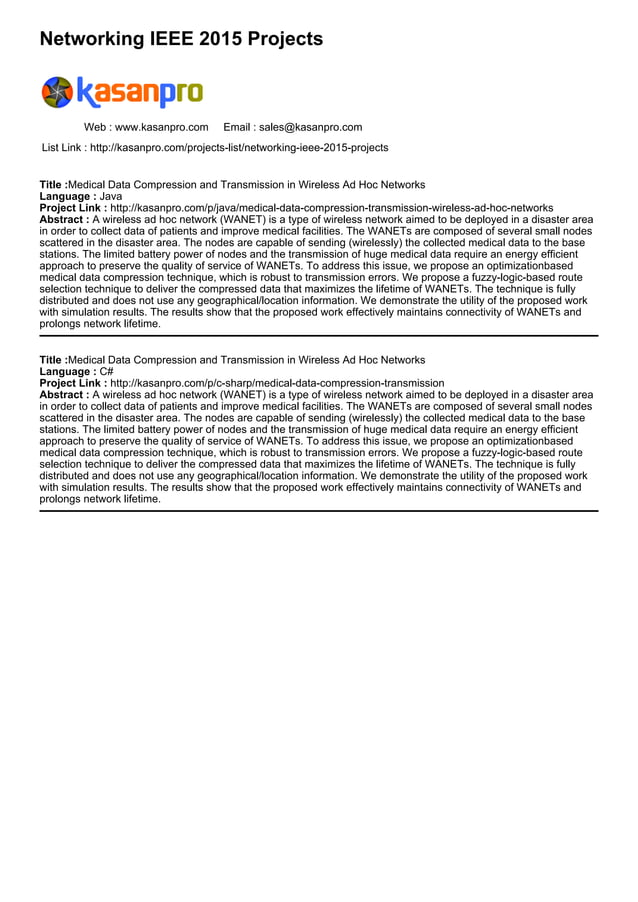 Networking IEEE 2015 Projects | PDF
