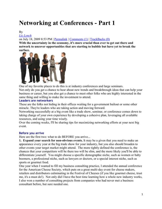 Networking At Conferences | PDF