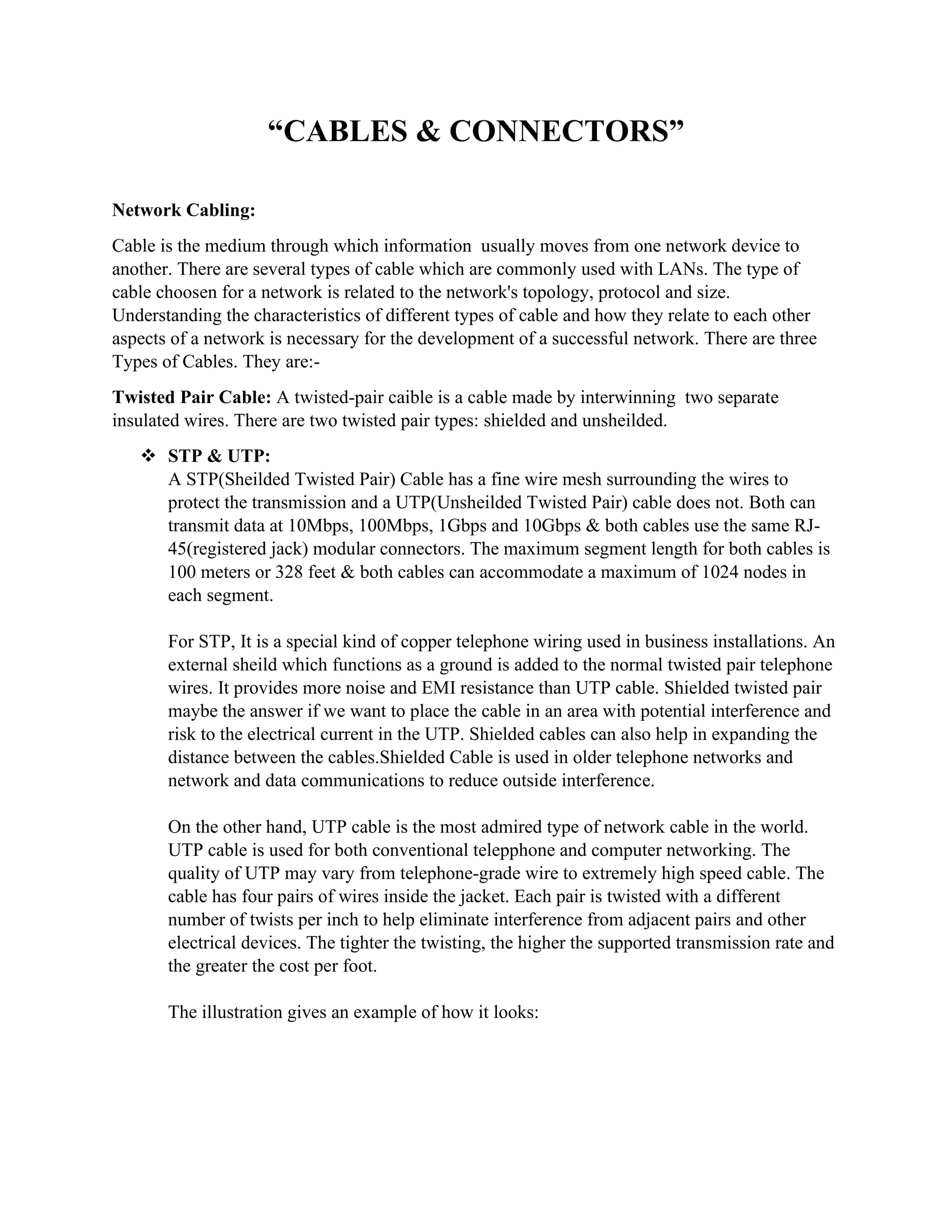 Networking Cables & Connectors | PDF
