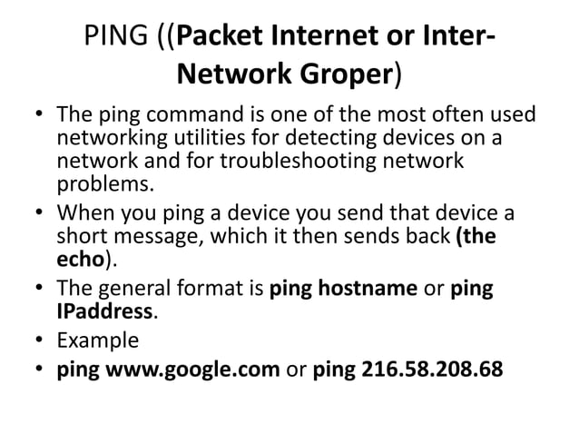 NETWORKING COMMANDS.pptx | Computer Networking | Computing