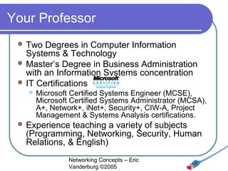 Networking Concepts Lesson 01 - Intro - Eric Vanderburg | PPT