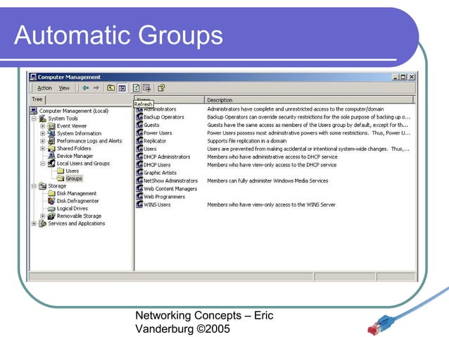 Networking Concepts Lesson 10 part 1 - Network Admin & Support - Eric Vanderburg | PPT