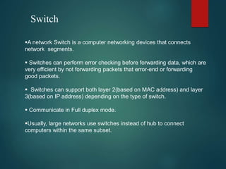 Networking devices | PPTX | Computer Networking | Computing