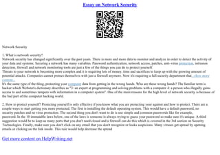 Networking Essay Example | PDF