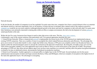 Networking Essay Example | PDF