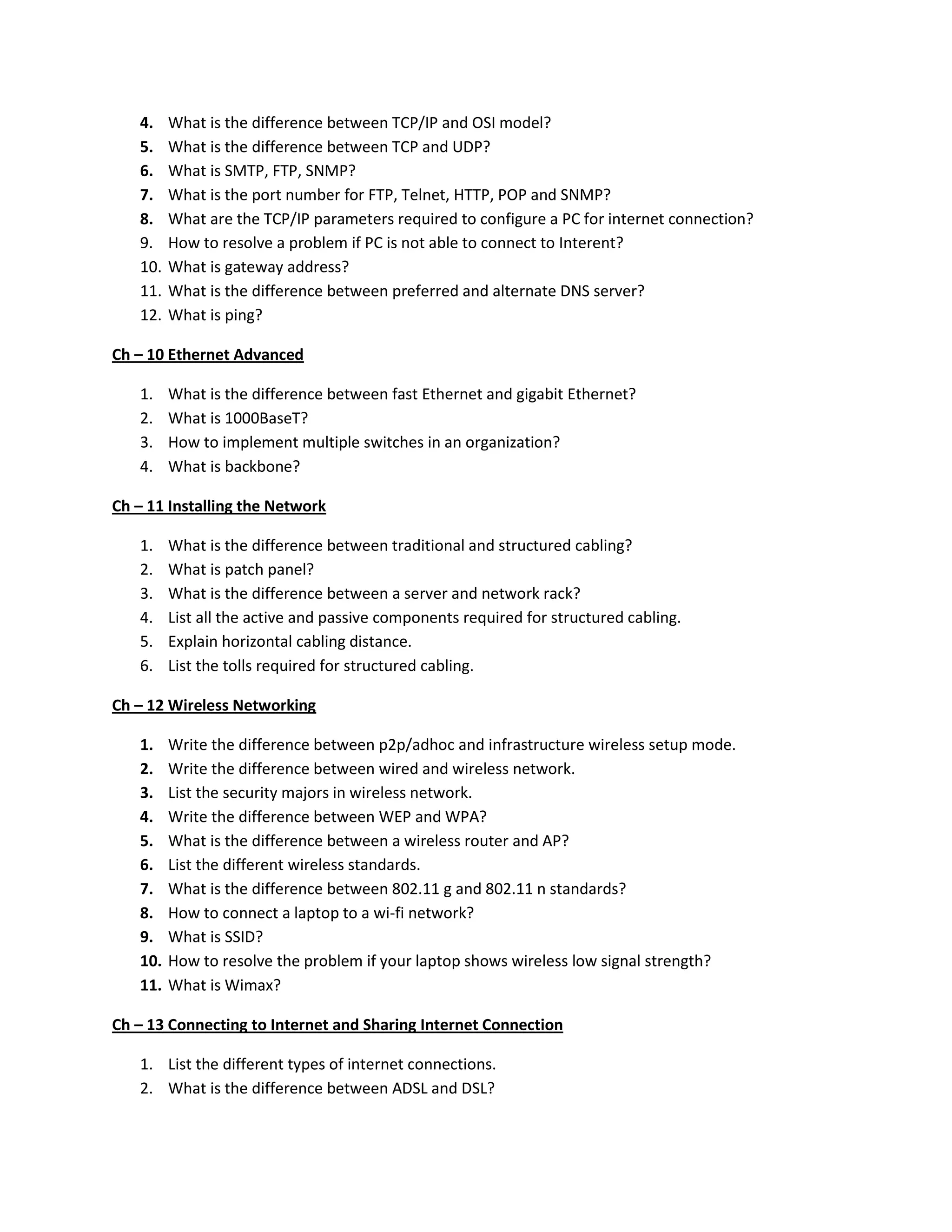 Networking essentials assignment list | DOCX