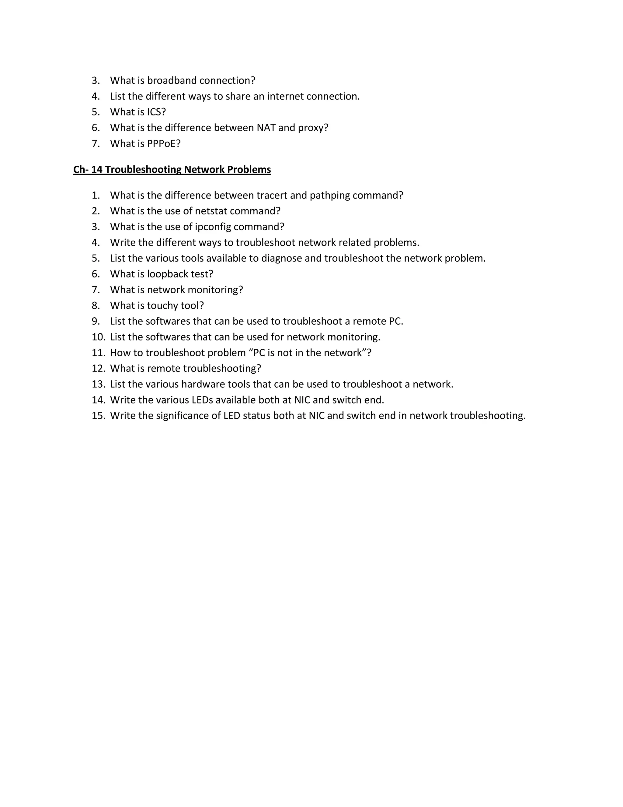 Networking essentials assignment list | DOCX