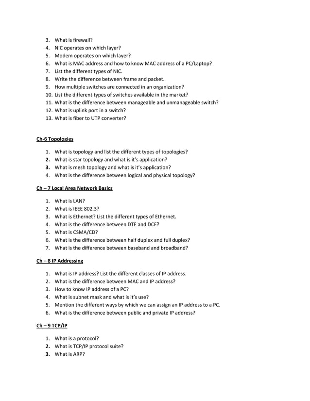 Networking essentials assignment list | DOCX