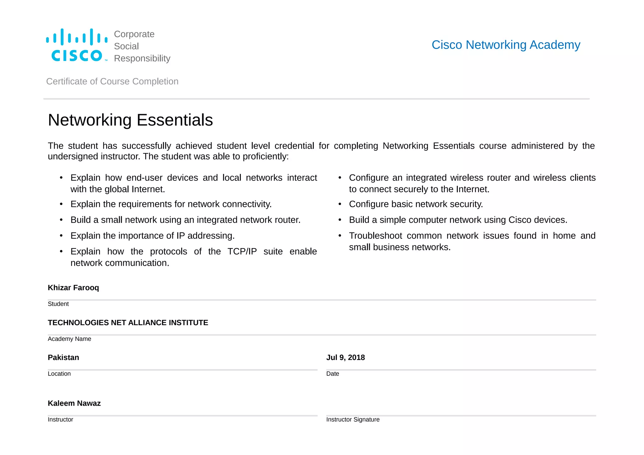 Networking essentials certificate | PDF | Computer Networking | Computing