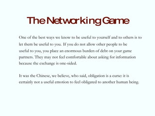 The Networking Game | PPT