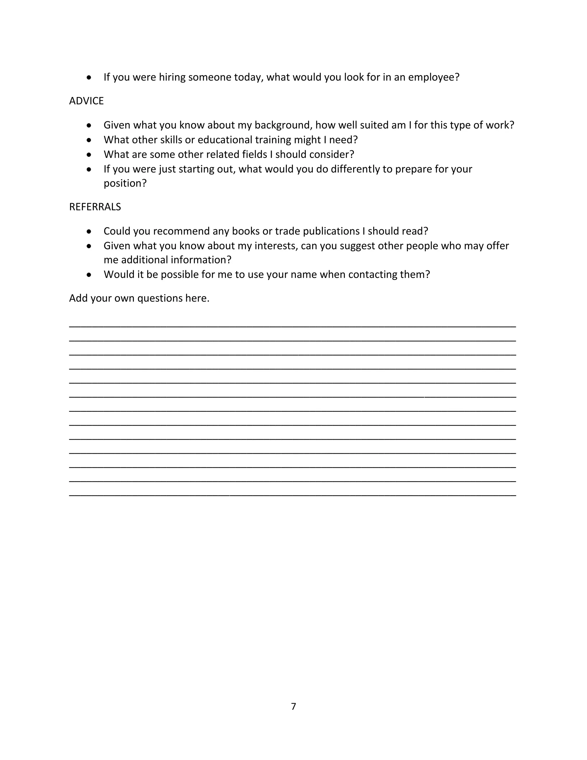 Networking handout | DOCX