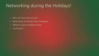Networking During the Holidays | PPTX | Resume Writing and Advice | Job ...
