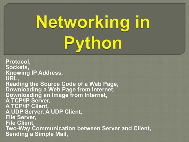 Networking in python by Rj | PPT
