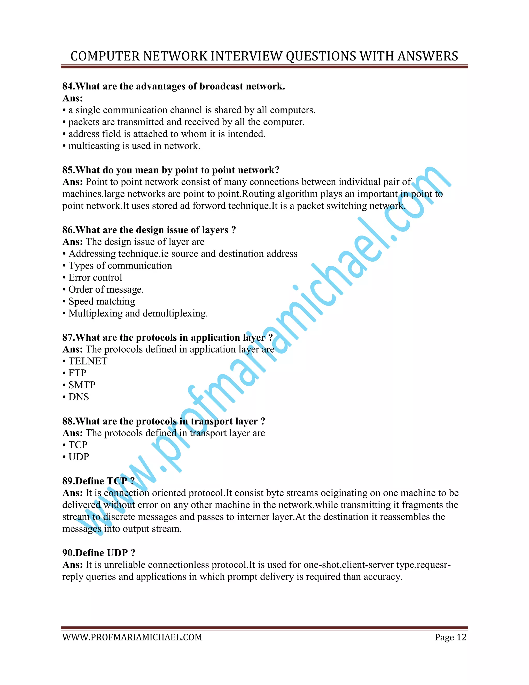 Networking interview questions | PDF