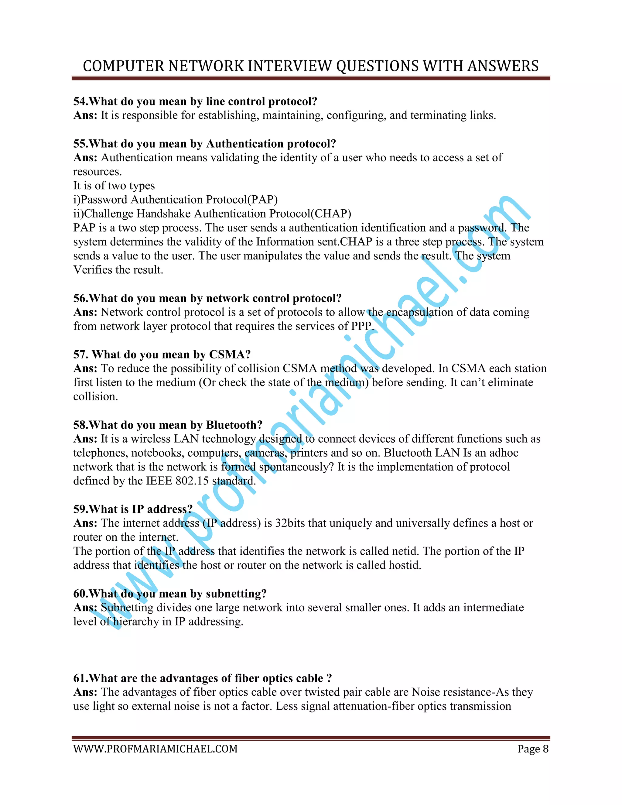 Networking interview questions | PDF