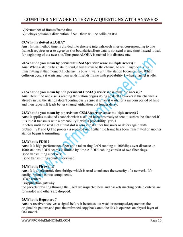 Networking interview questions | PDF