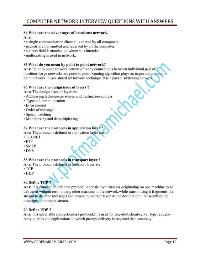 Networking interview questions | PDF