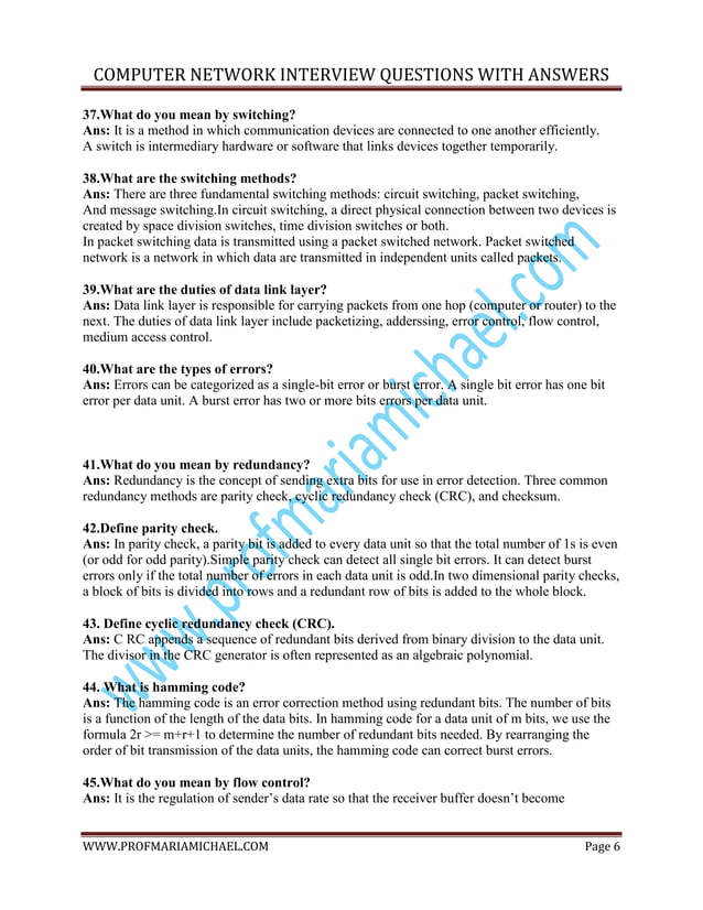 Networking interview questions | PDF