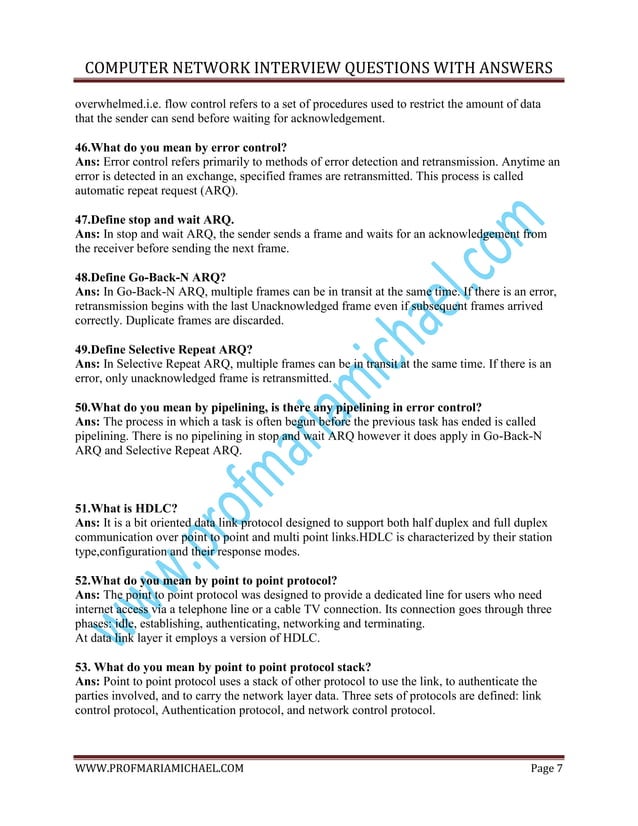 Networking interview questions | PDF