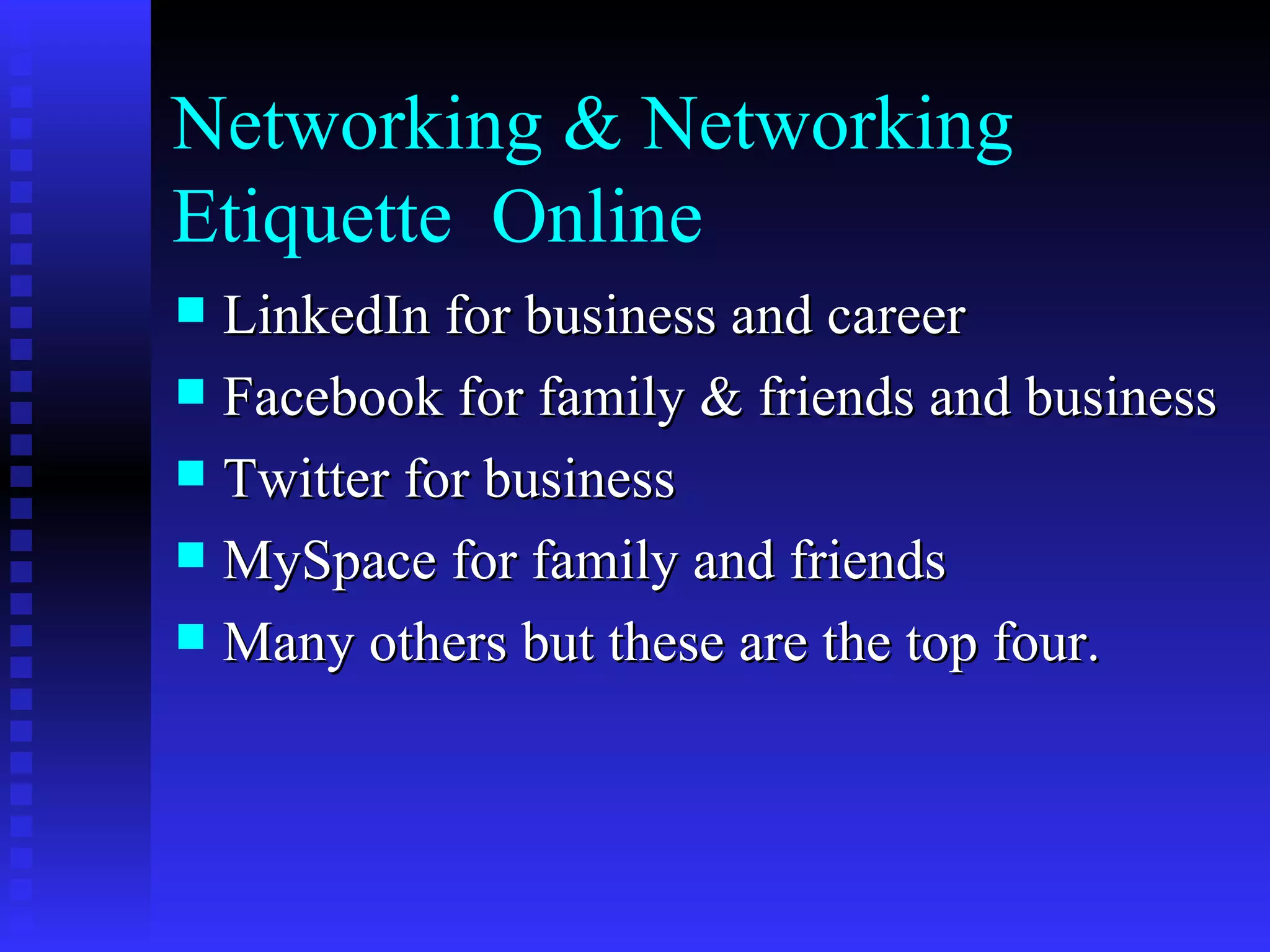 Networking & Networking Etiquette | PPS