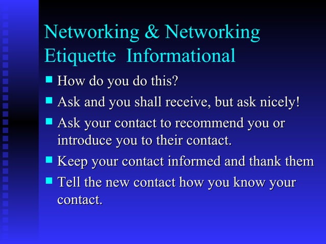 Networking & Networking Etiquette | PPT