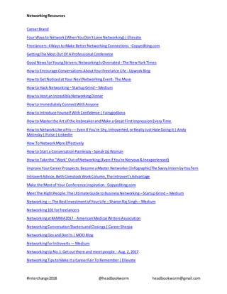 Networking Resources - Links | DOCX