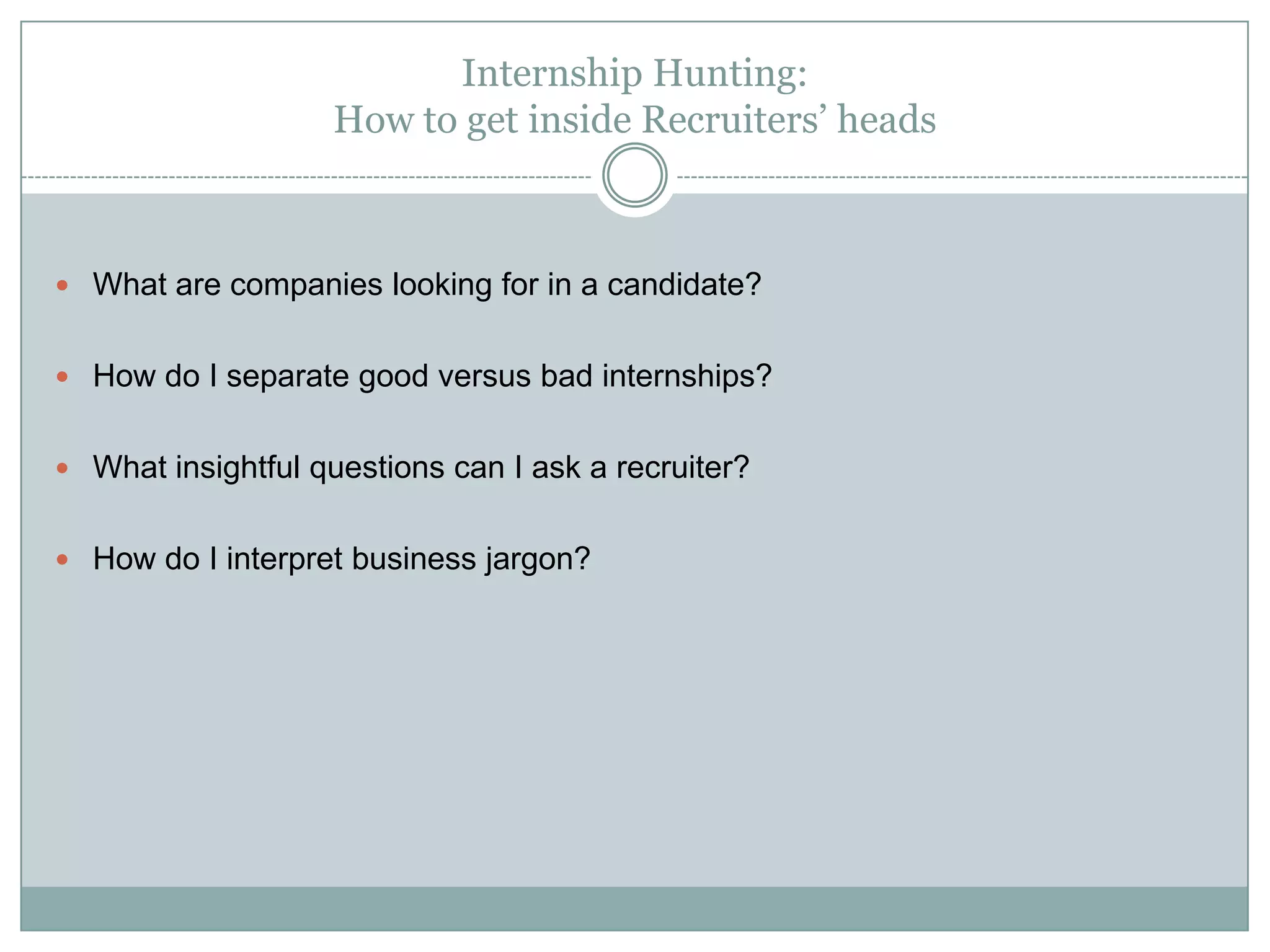 Networking Series - Finding the Right Internship | PPT