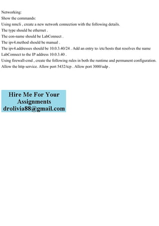 NetworkingShow the commandsUsing nmcli , create a new network .pdf