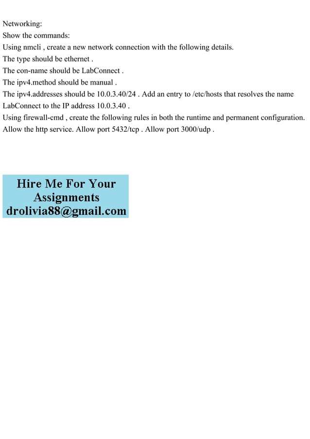 Networkingshow The Commandsusing Nmcli Create A New Network Pdf
