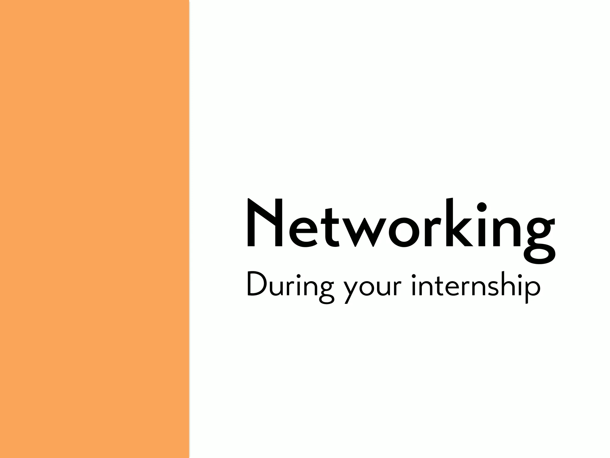How to Network During Your Internship | PDF