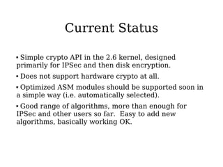 Cryptographic Hardware Support for the Linux Kernel - Netconf 2004 | PPT