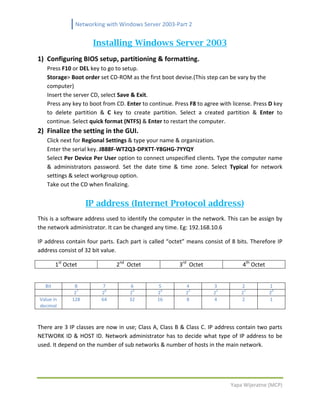 Networking With Windows Server 2003 Part 2 By Yapa Wijeratne | PDF
