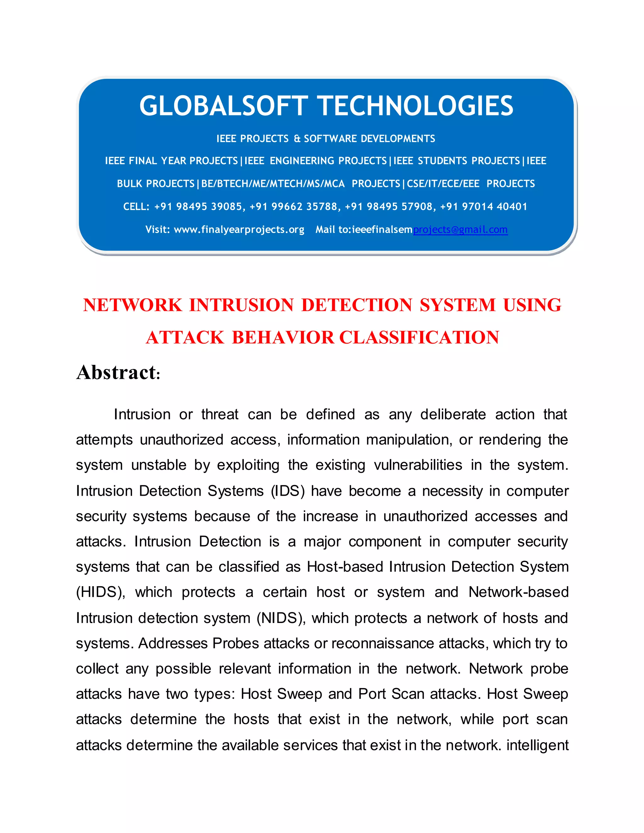 Ieee 2014 Dotnet Networking Projects Network Intrusion Detection System