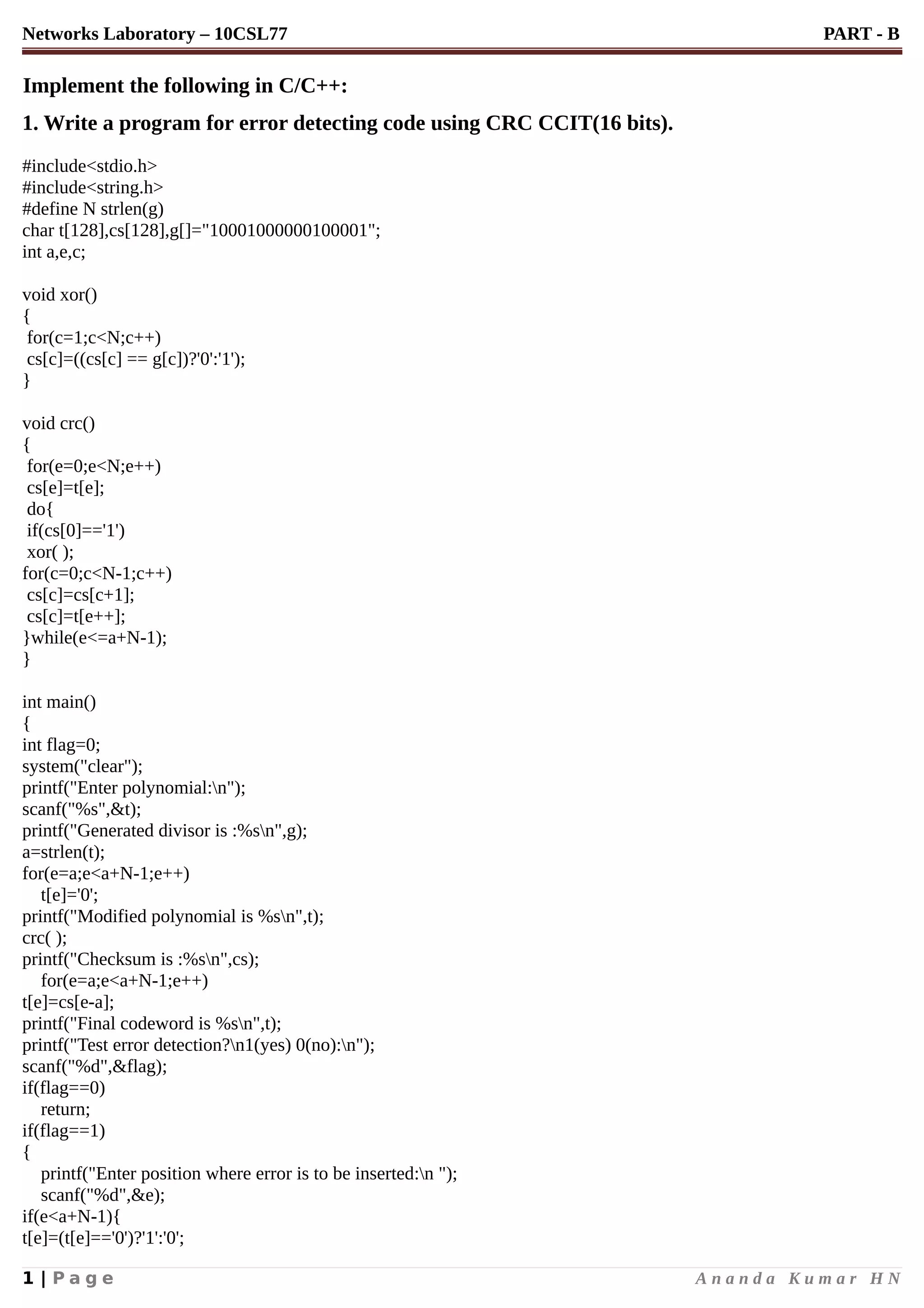 VTU Network lab programs | PDF