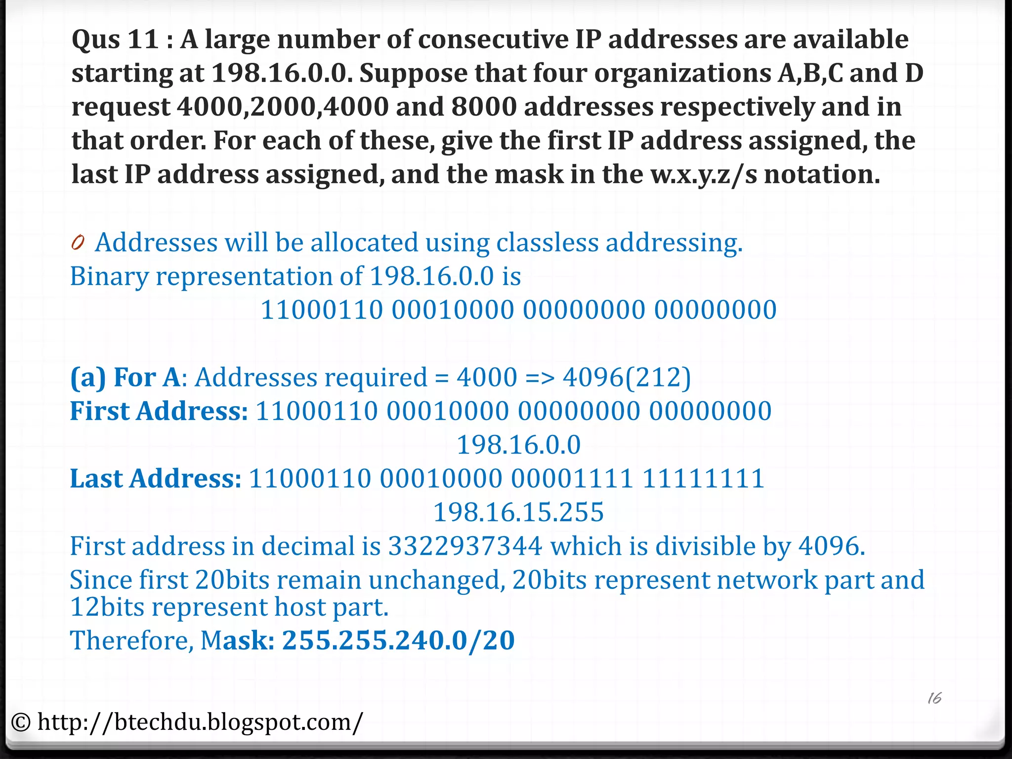 Network Layer Numericals | PDF | Computer Networking | Computing